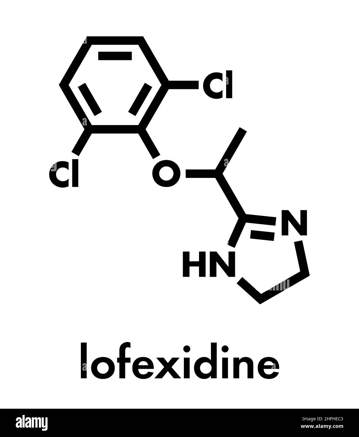 Lofexidine opioid withdrawal treatment drug. Skeletal formula Stock ...