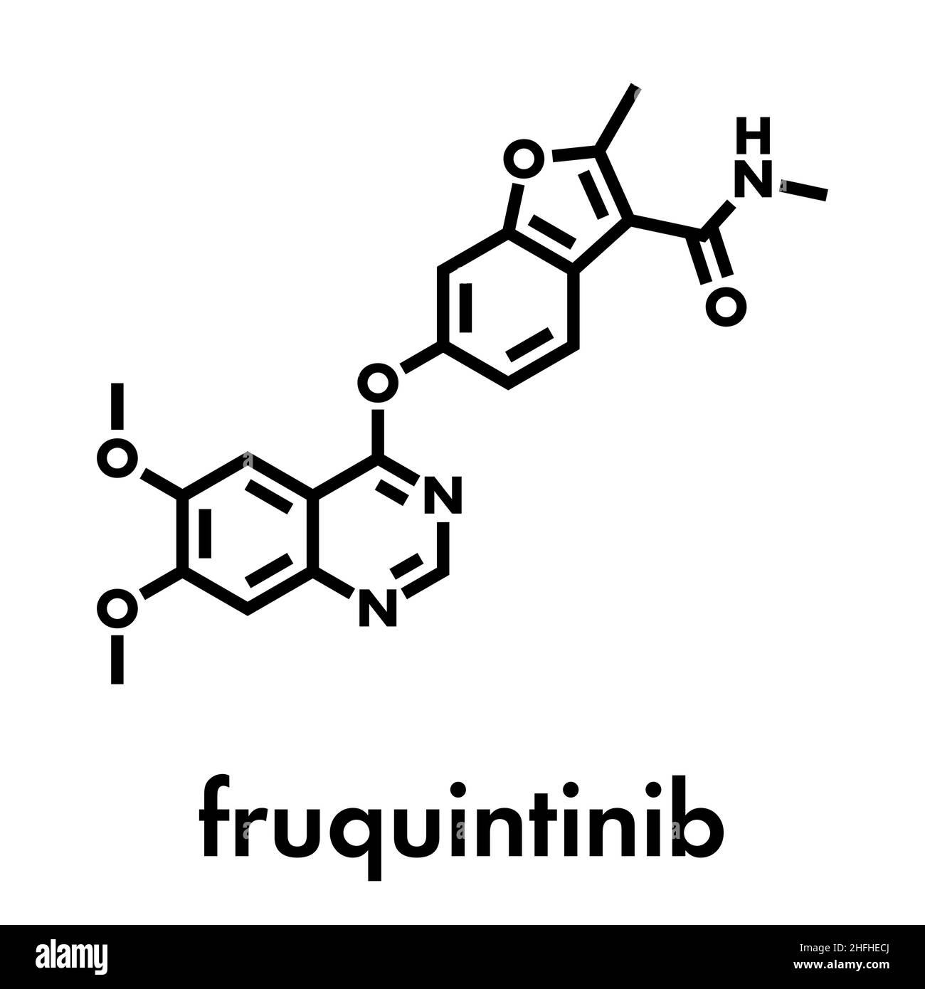 Fruquintinib cancer drug molecule. Skeletal formula Stock Vector Image ...
