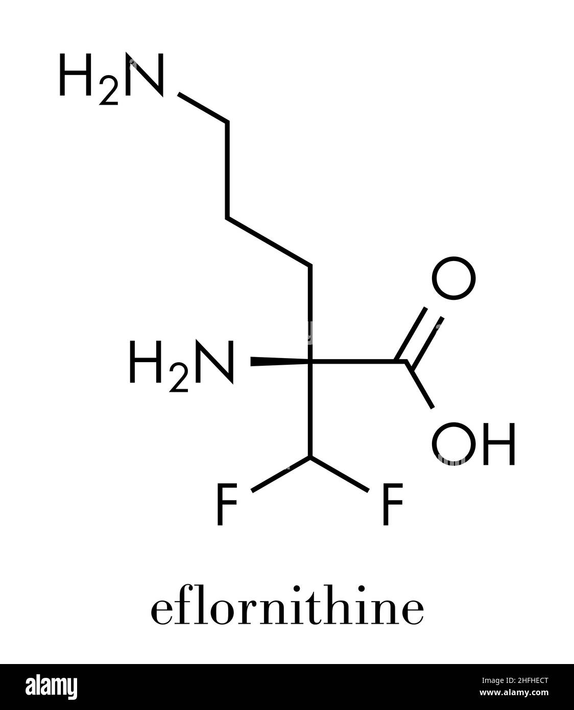 Eflornithine drug molecule. Used to treat facial hirsutism (excessive ...