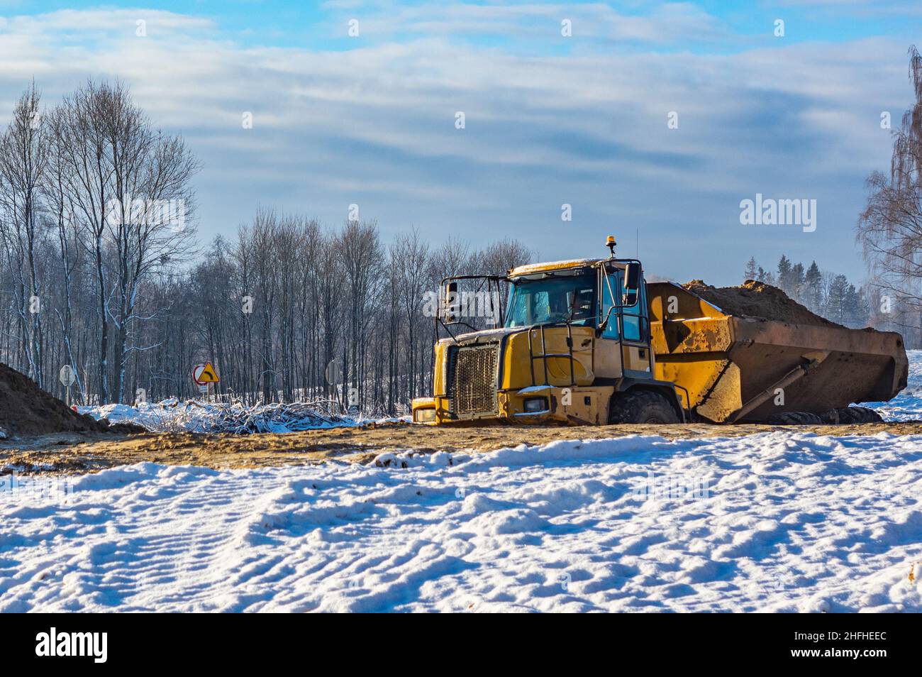 sand compacting by road roller Stock Photo - Alamy