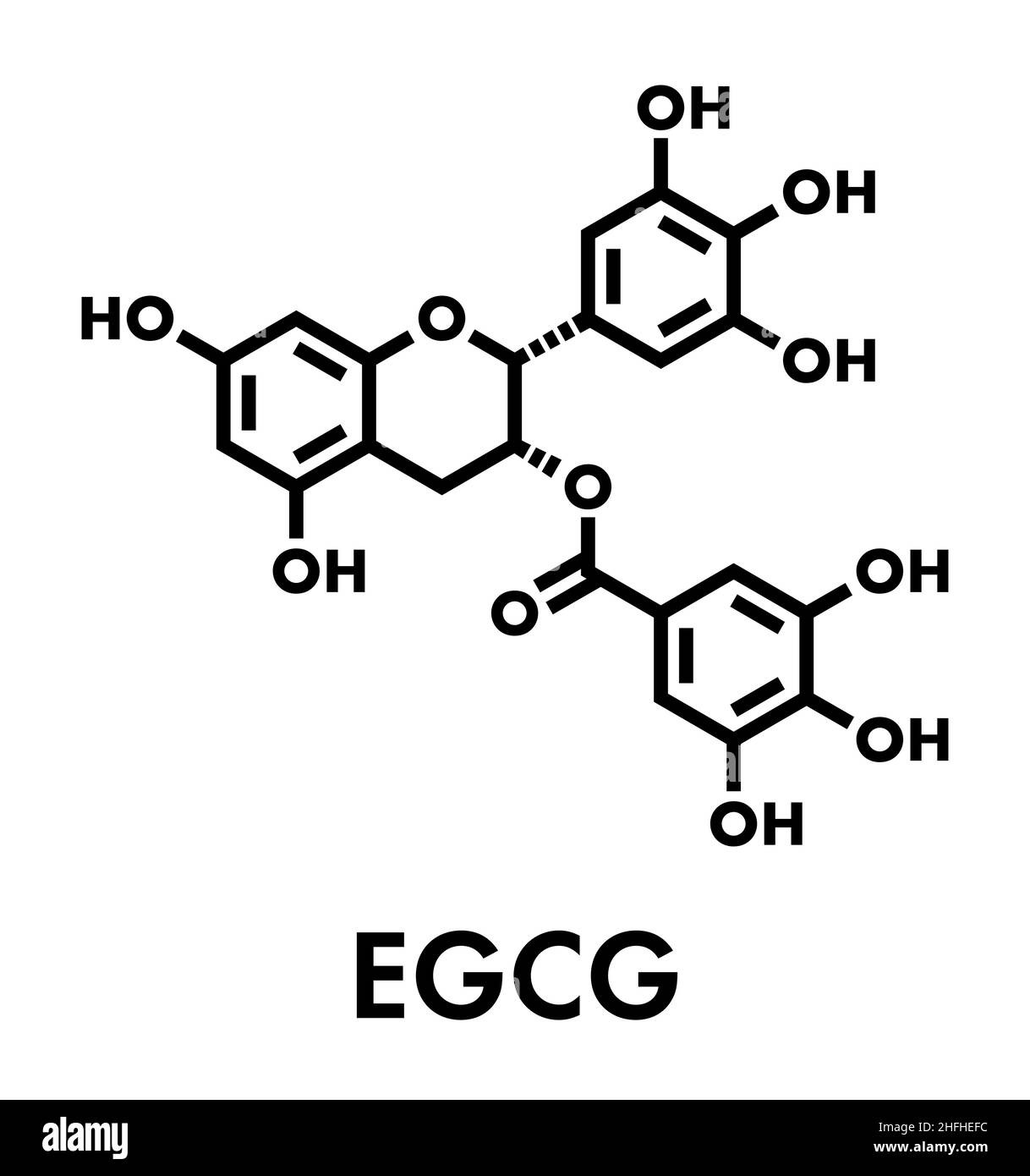 Epigallocatechin gallate (EGCG) green tea polyphenol molecule. Has ...