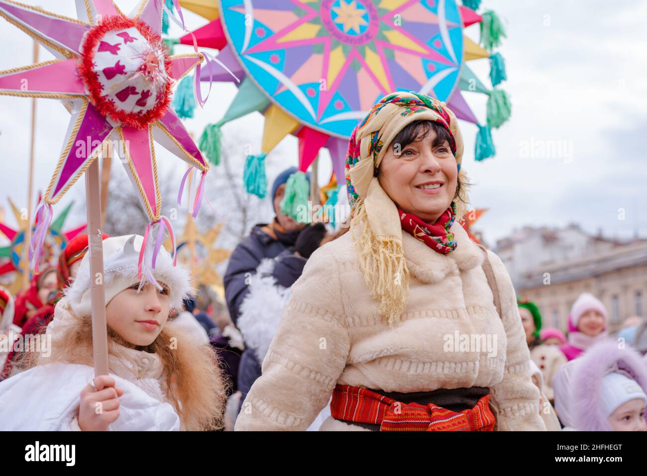 Lviv, Ukraine - January 8, 2022 : Ukrainian vertep, The flash of ...