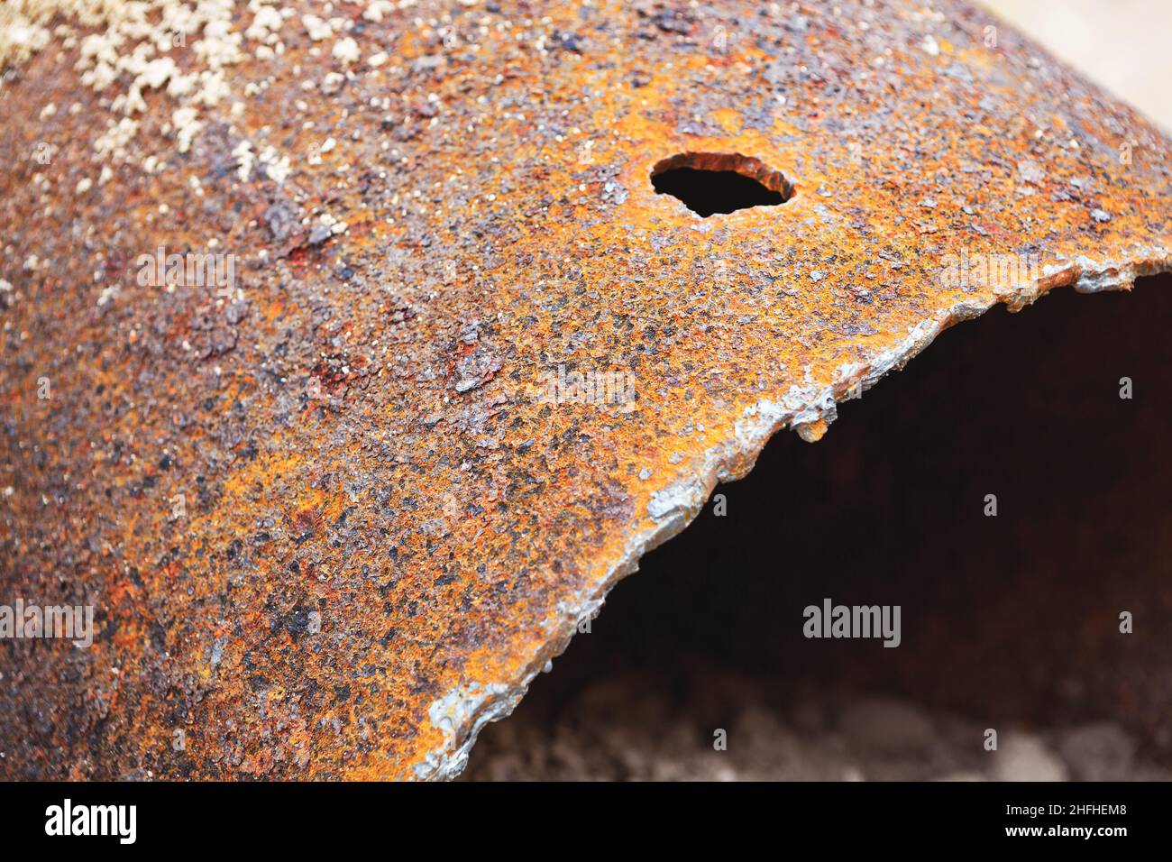 Fragments of old large water pipes. After many years of operation ...