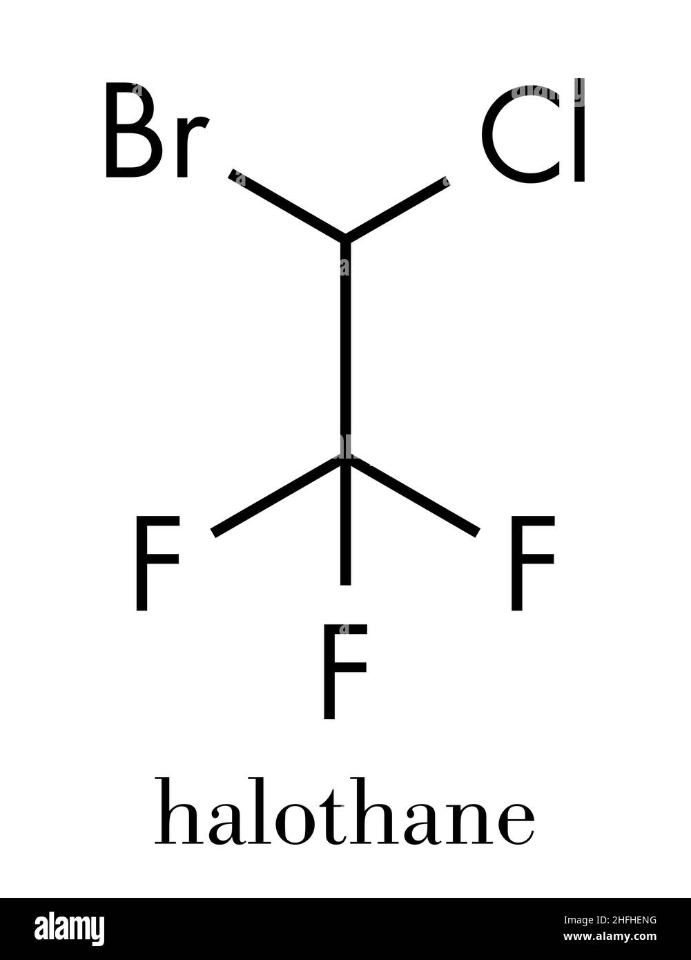 Halothane general anesthetic drug molecule. Skeletal formula Stock ...
