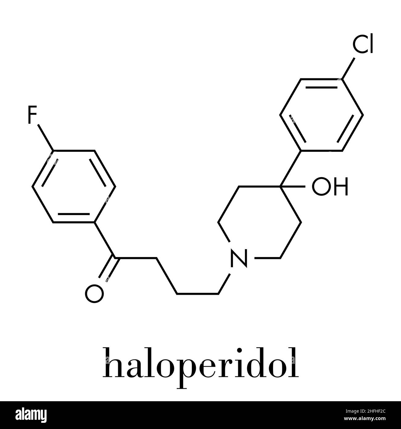 Haloperidol Antipsychotic Neuroleptic Drug Molecule Skeletal Formula