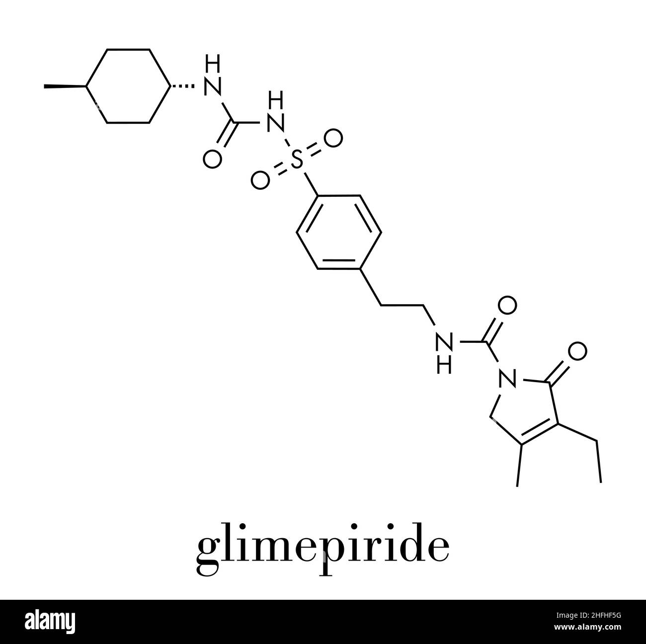Glimepiride diabetes drug molecule. Skeletal formula Stock Vector Image ...