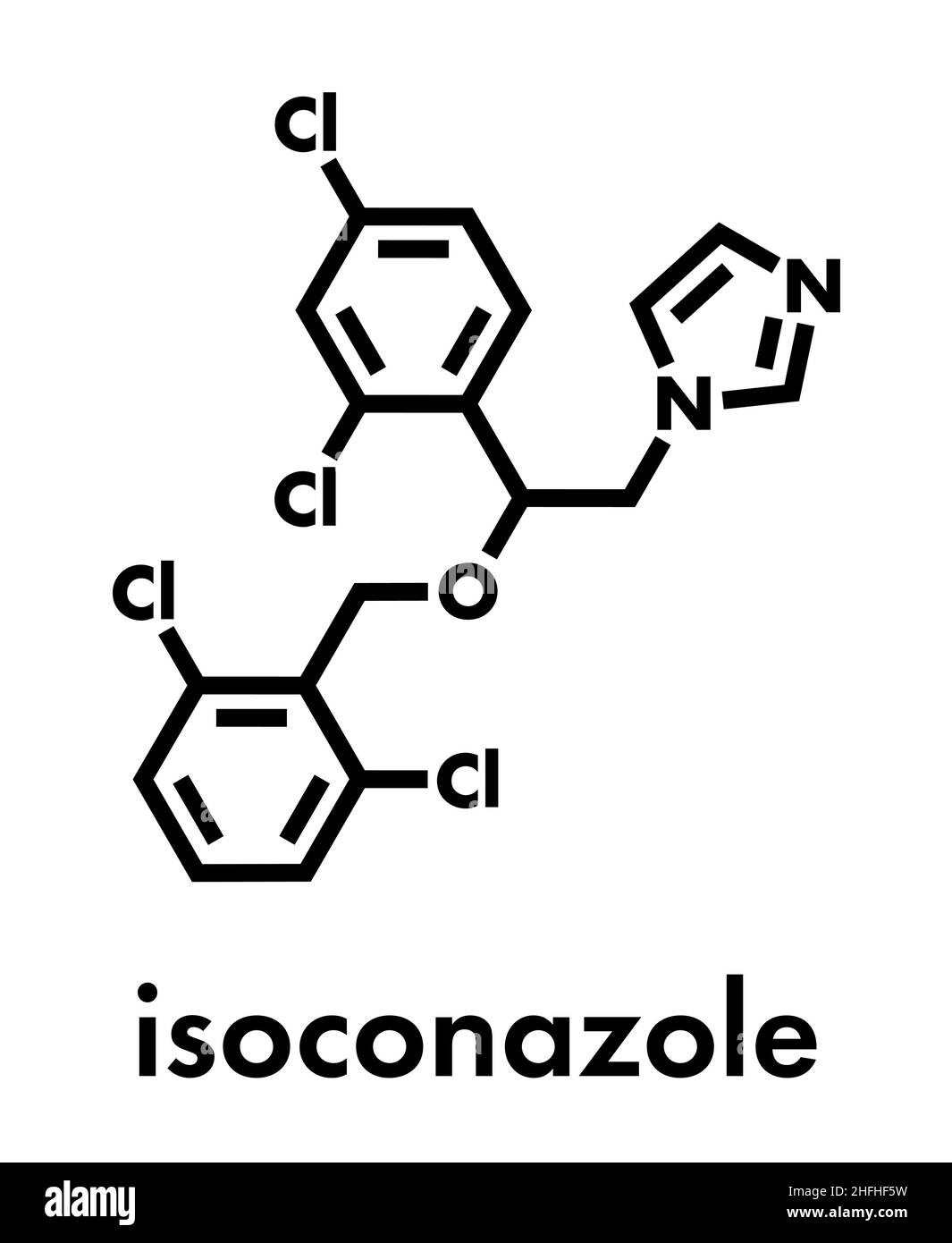 Isoconazole antifungal drug molecule. Skeletal formula Stock Vector ...