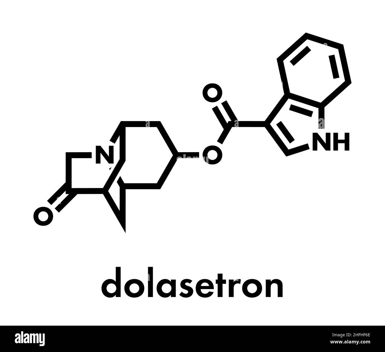 Dolasetron nausea and vomiting drug molecule. Skeletal formula Stock ...
