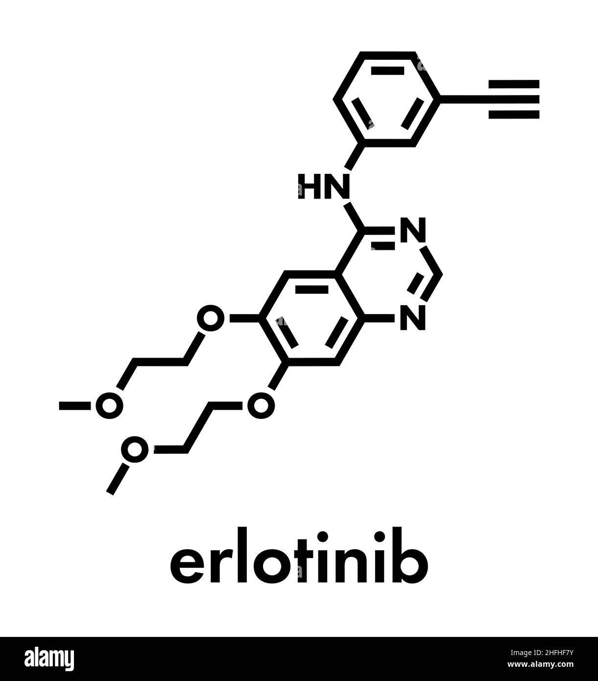 Erlotinib cancer drug molecule. Skeletal formula Stock Vector Image ...