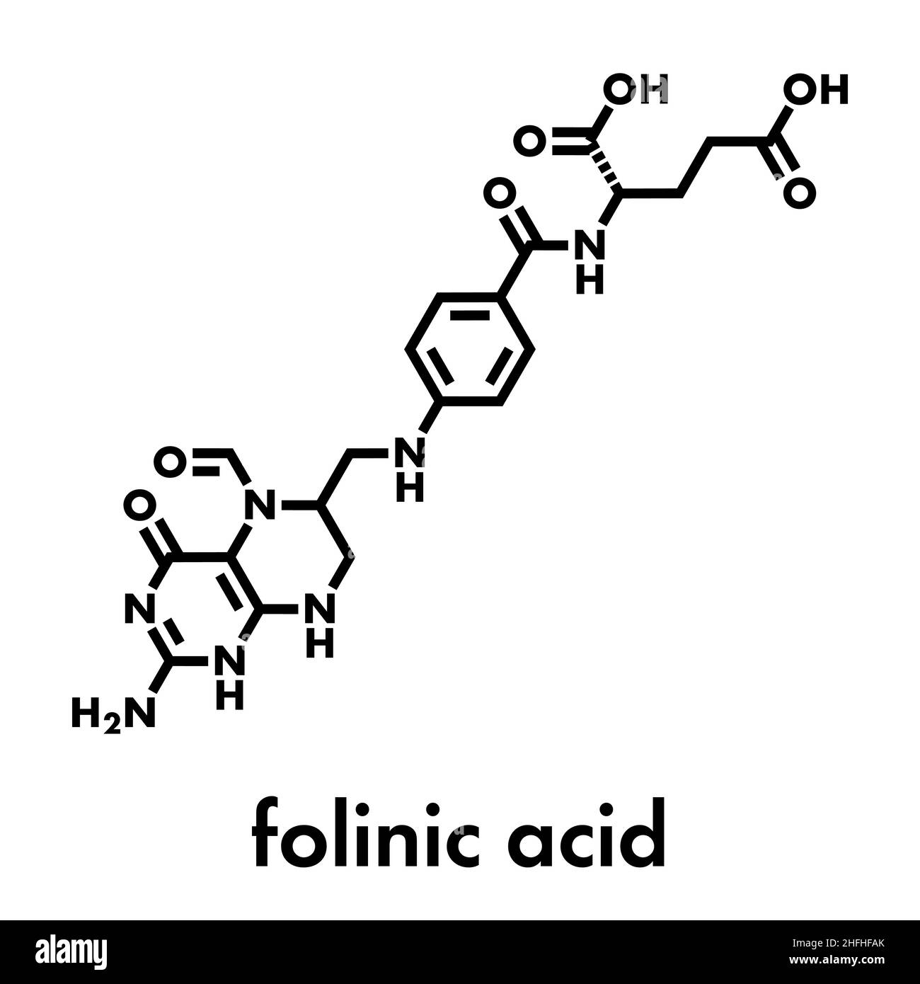Folinic acid (leucovorin) drug molecule. Used as adjuvant during cancer ...
