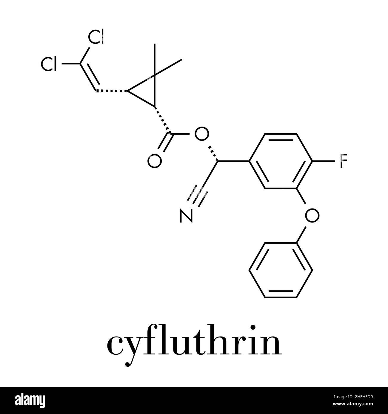 Cyfluthrin insecticide molecule. Skeletal formula Stock Vector Image ...