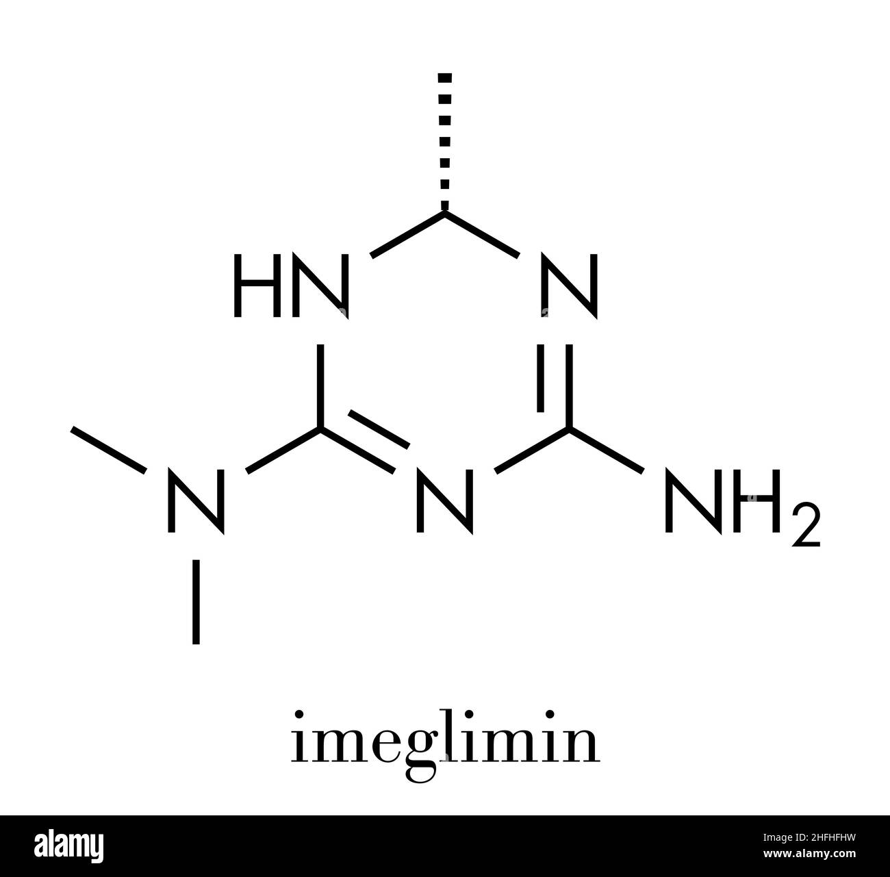 Imeglimin diabetes drug molecule. Skeletal formula Stock Vector Image ...