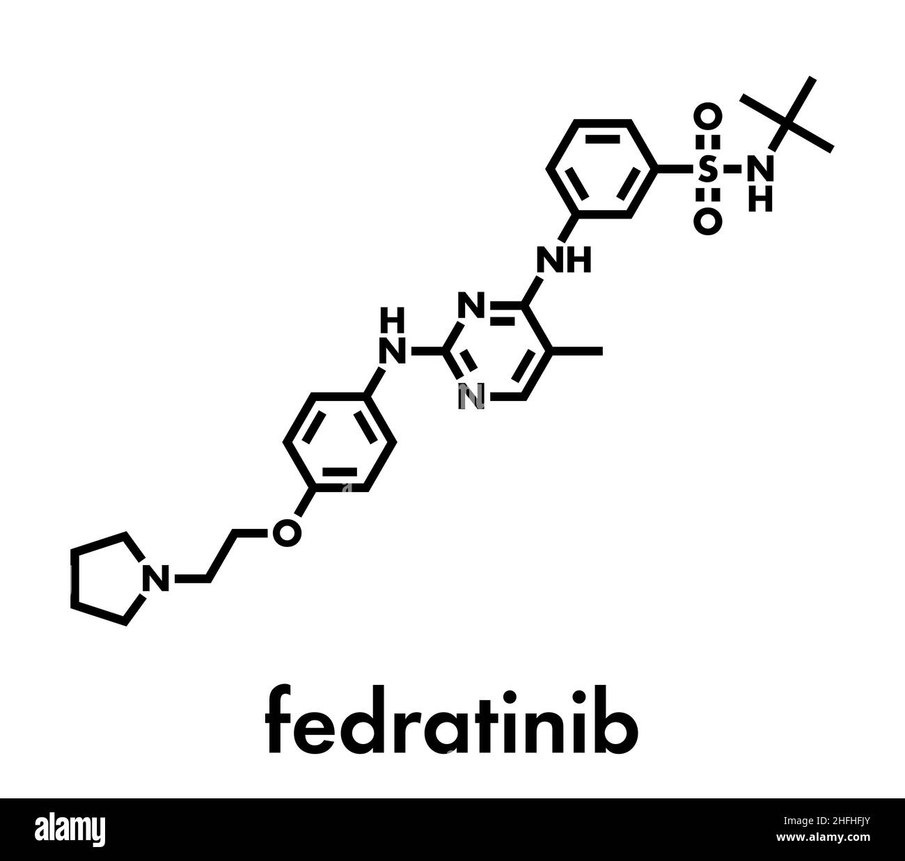 Fedratinib cancer drug molecule. Skeletal formula Stock Vector Image ...