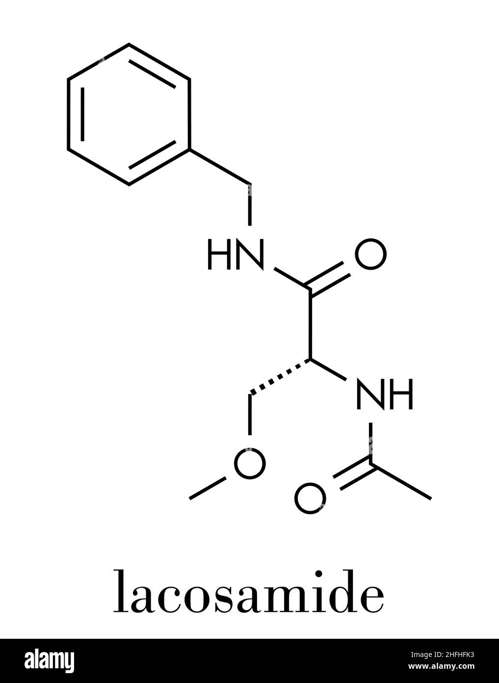 Lacosamide anticonvulsant drug molecule. Skeletal formula Stock Vector ...