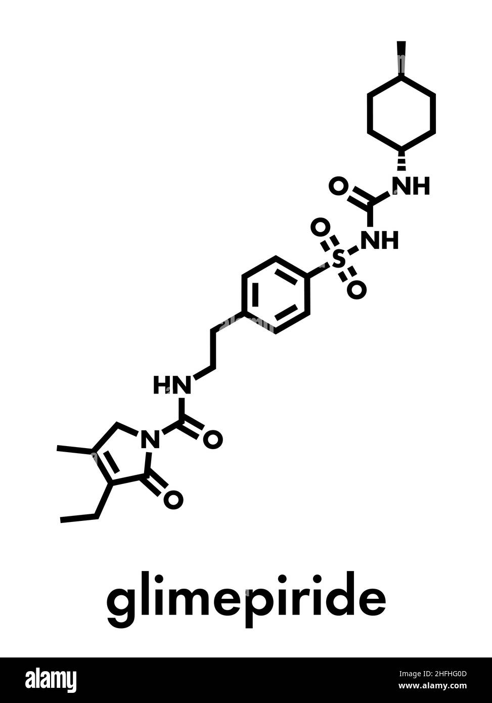 Glimepiride diabetes drug molecule. Skeletal formula Stock Vector Image ...