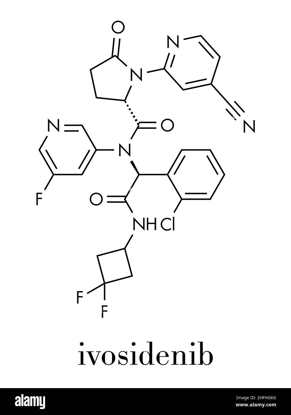 Ivosidenib cancer drug molecule. Skeletal formula Stock Vector Image ...