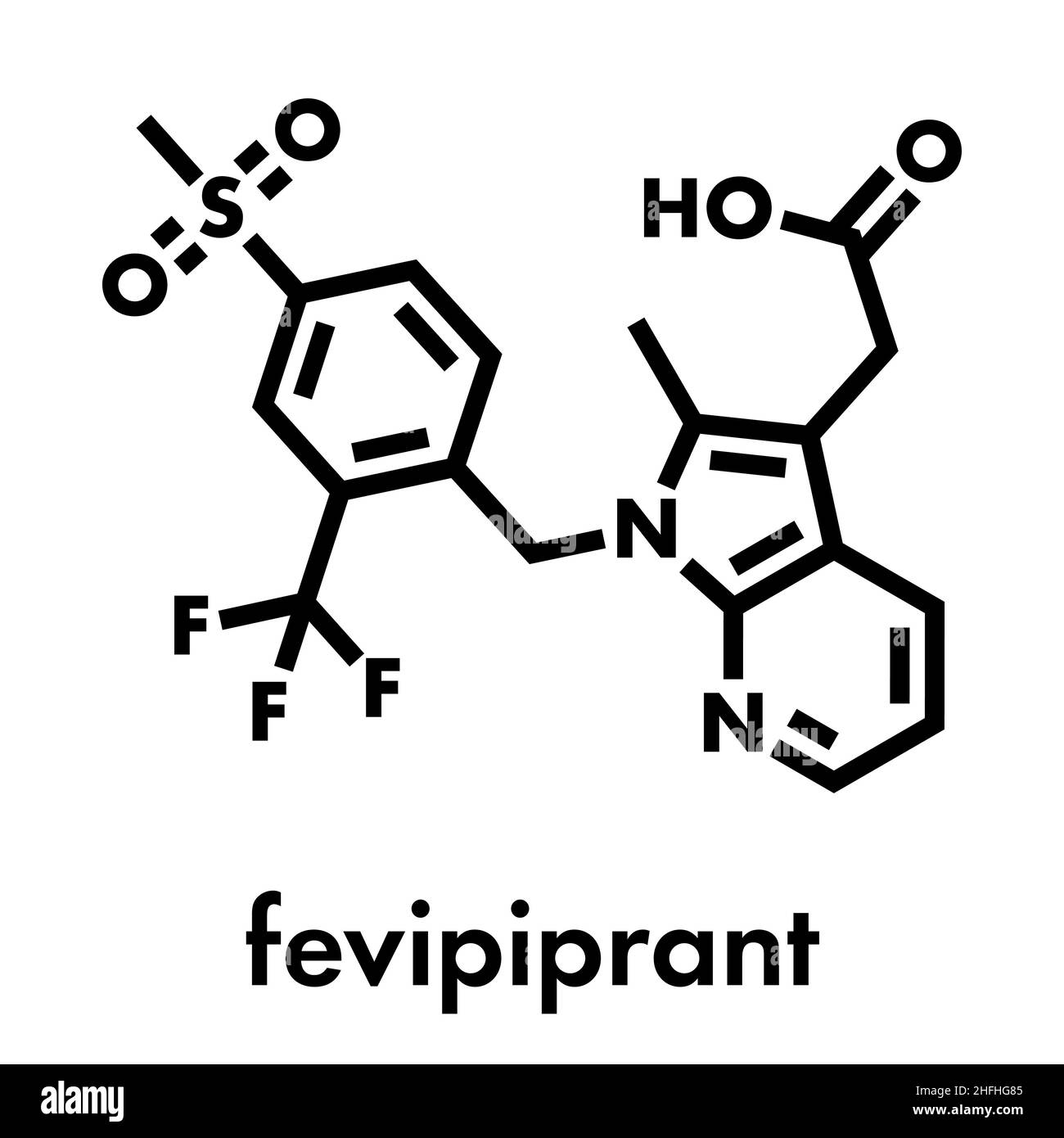 Fevipiprant asthma drug molecule. Skeletal formula Stock Vector Image ...