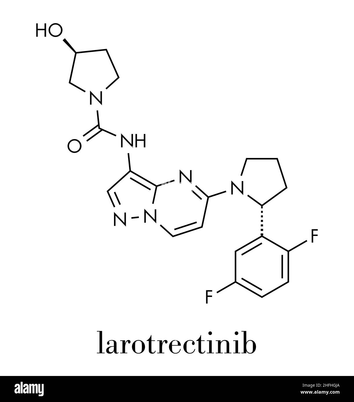 Larotrectinib cancer drug molecule. Skeletal formula Stock Vector Image ...