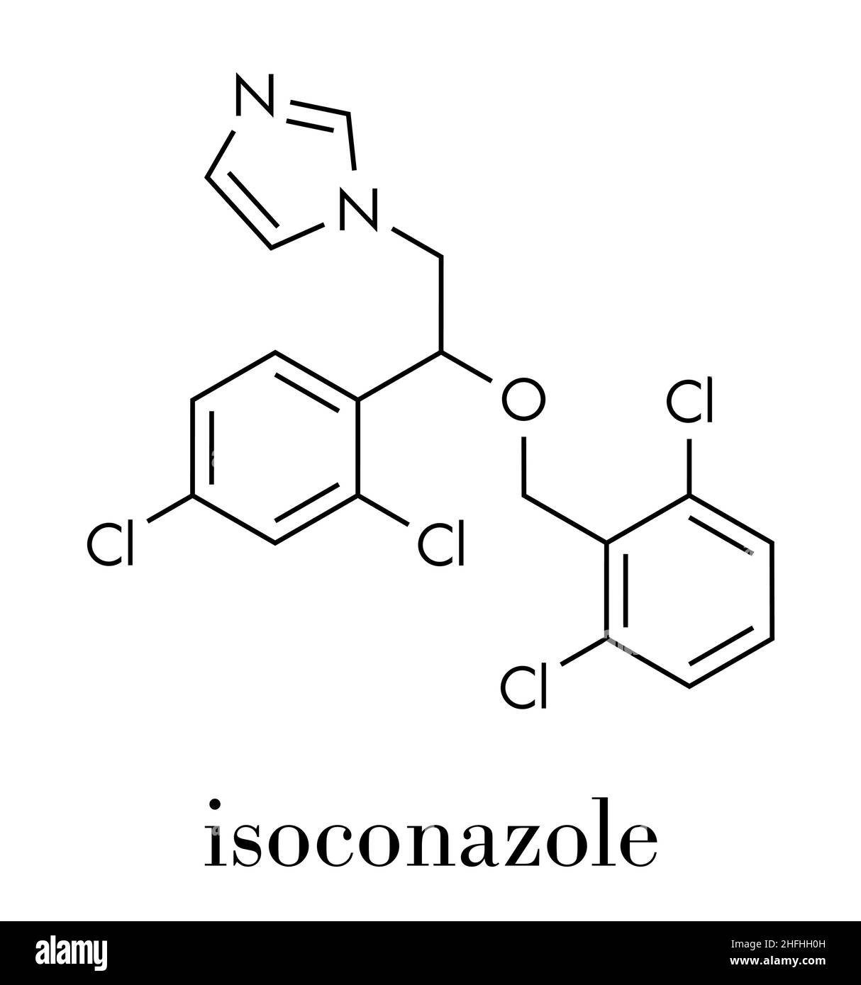 Isoconazole antifungal drug molecule. Skeletal formula Stock Vector ...