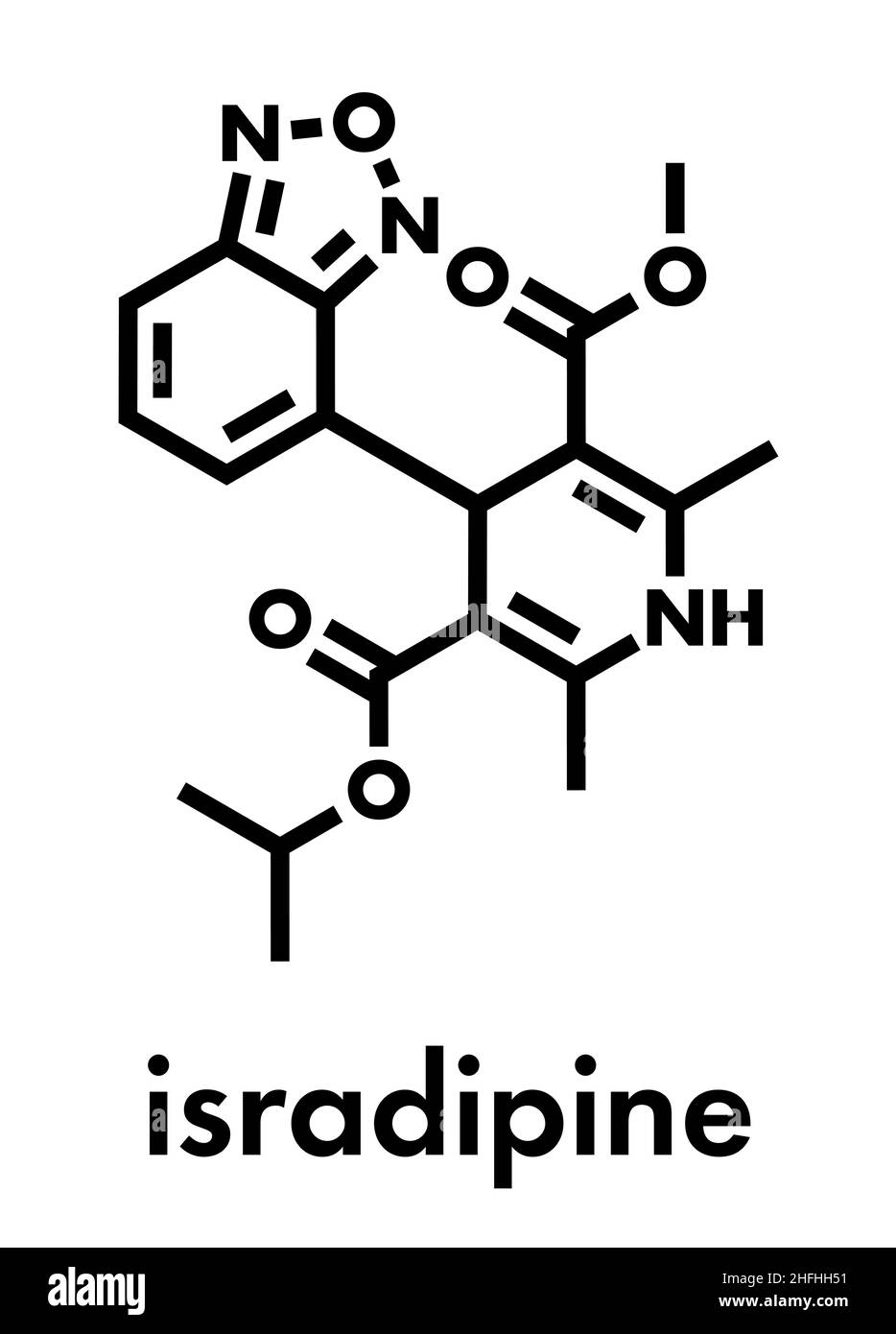 Isradipine hypertension drug molecule. Skeletal formula Stock Vector ...
