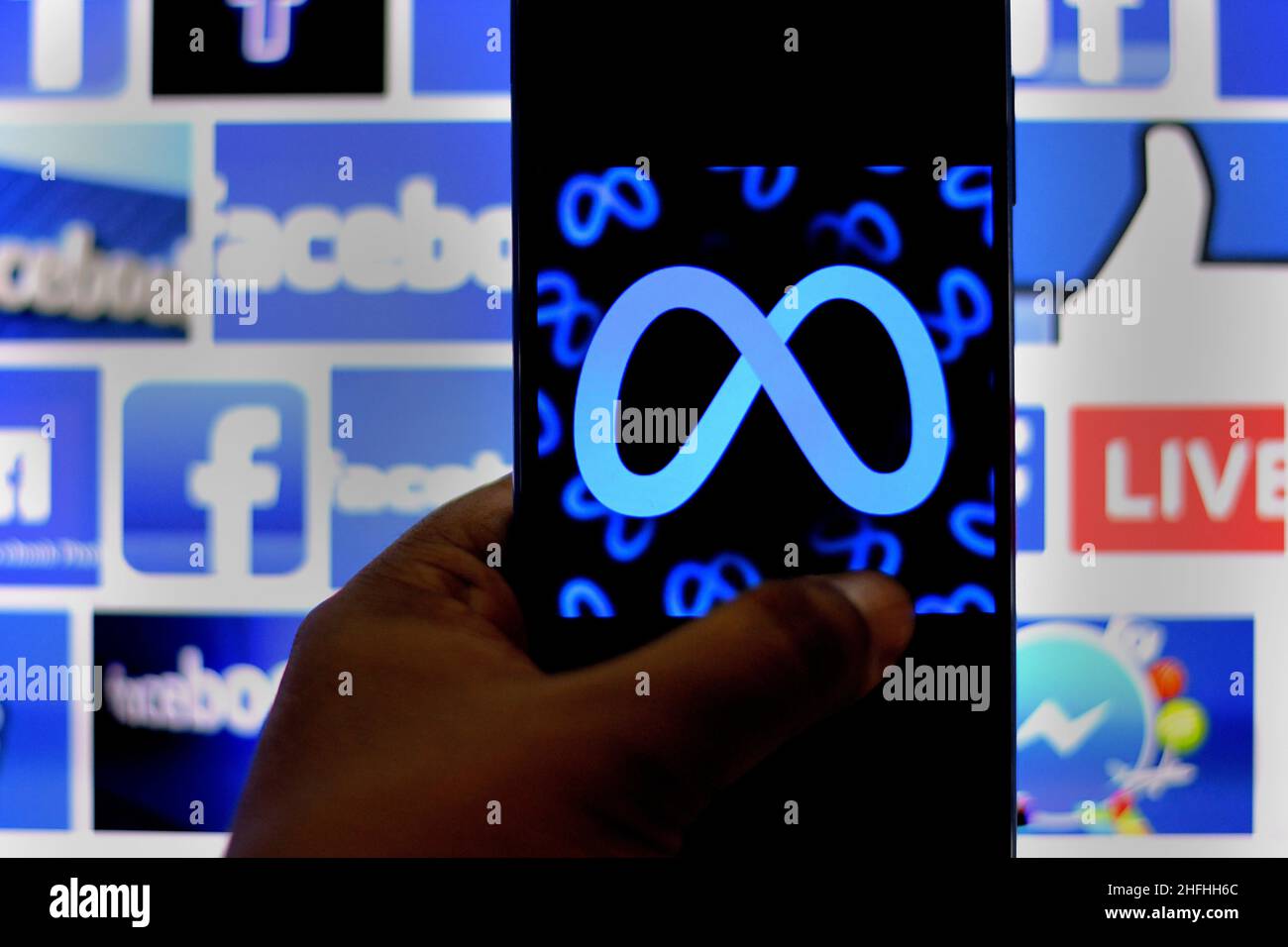 In this photo illustration, a Metaverse logo seen displayed on a ...