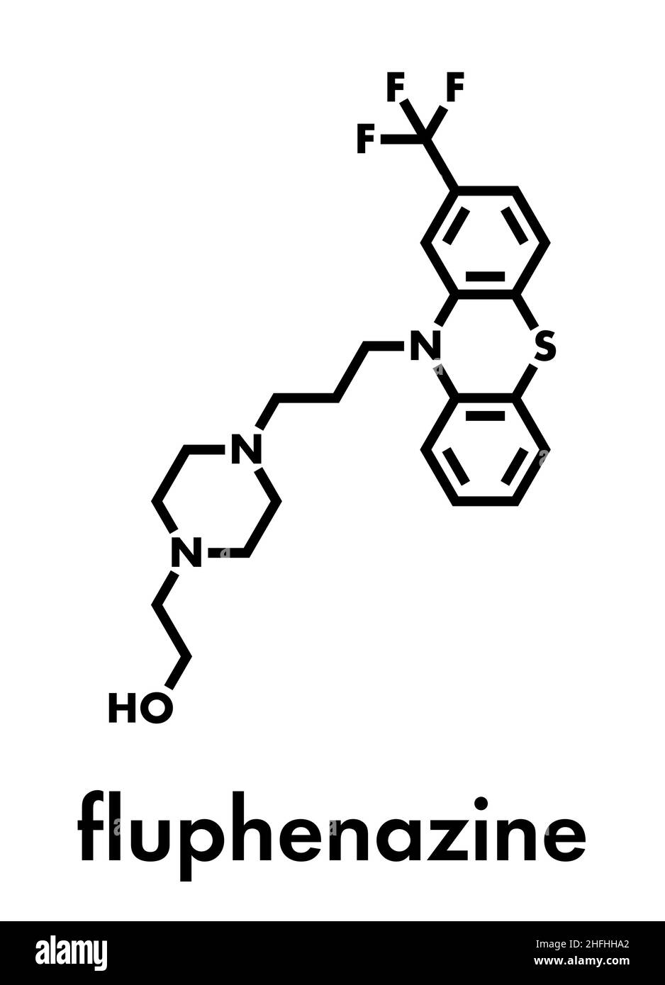 Fluphenazine antipsychotic drug molecule. Skeletal formula Stock Vector ...