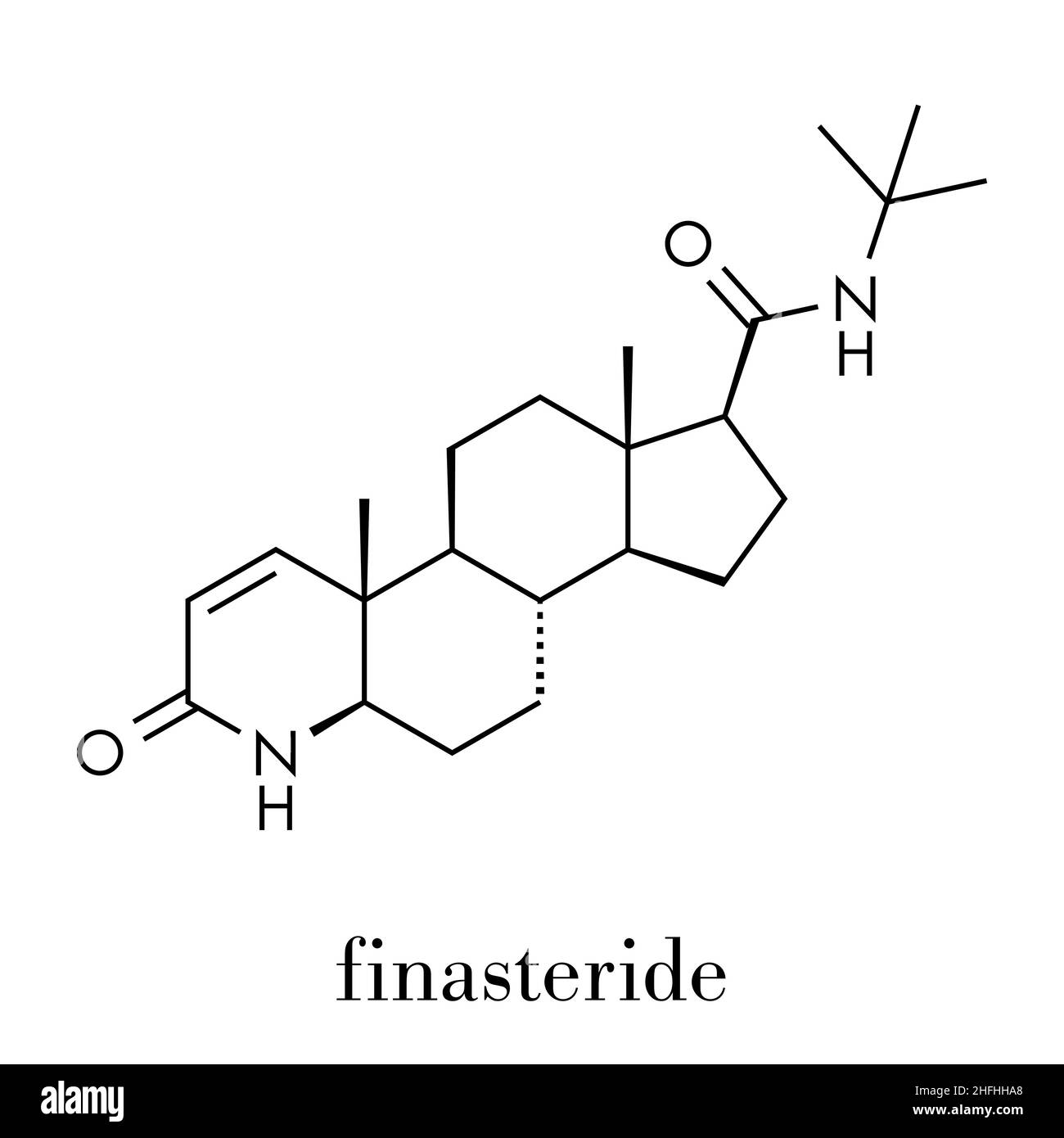 Finasteride male pattern baldness drug molecule. Also used in benign ...