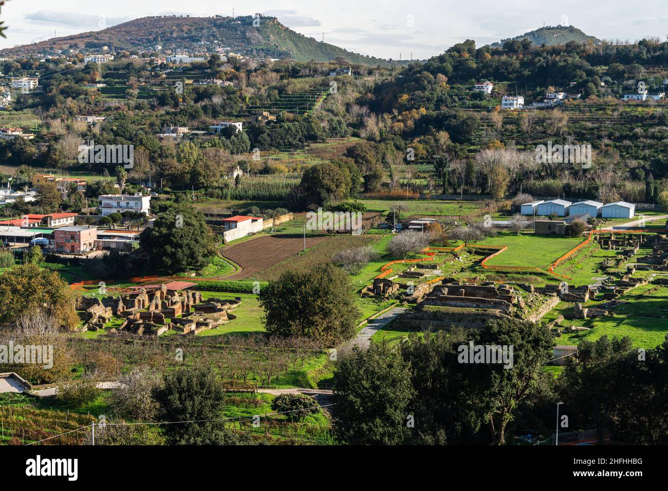 The lower city of Cumae seen from the acropolis at Cumae archaeological ...