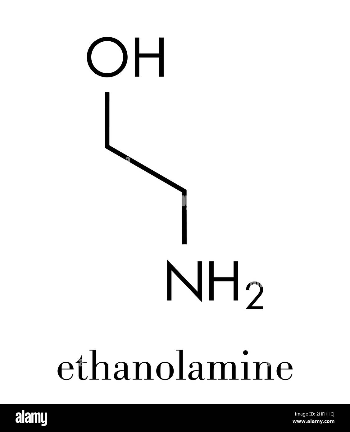 Ethanolamine (2-aminoethanol) molecule. Skeletal formula Stock Vector ...