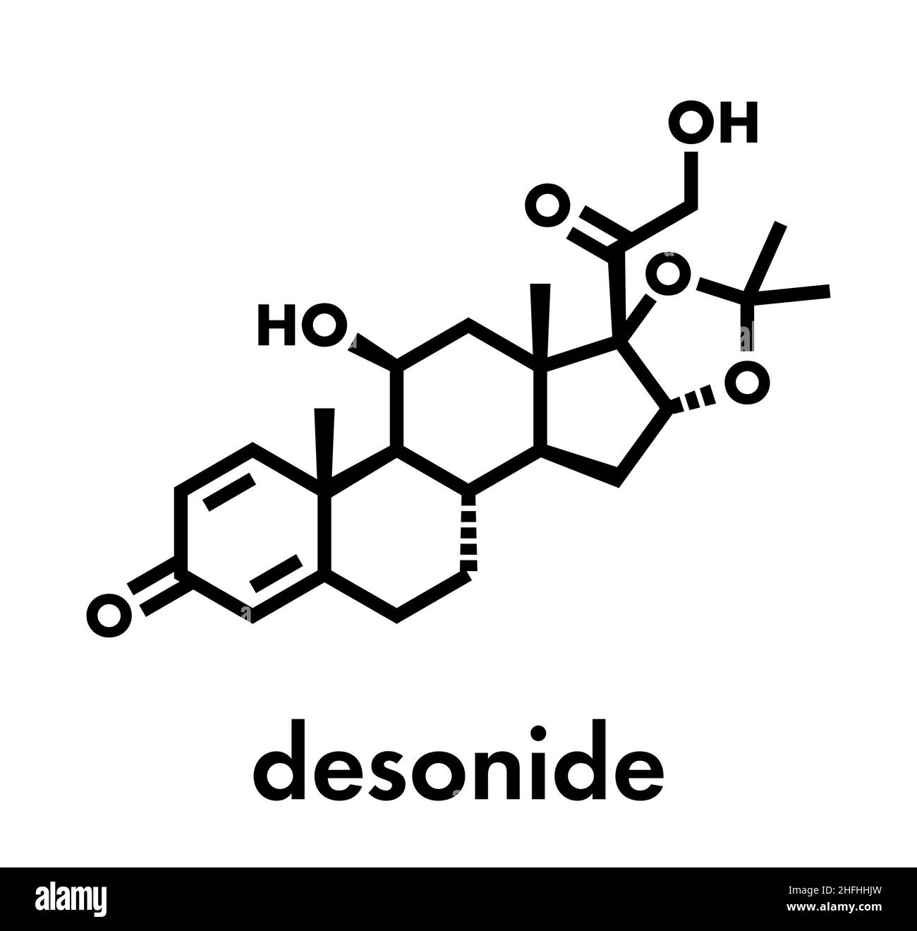 Desonide topical corticosteroid drug molecule. Skeletal formula Stock ...