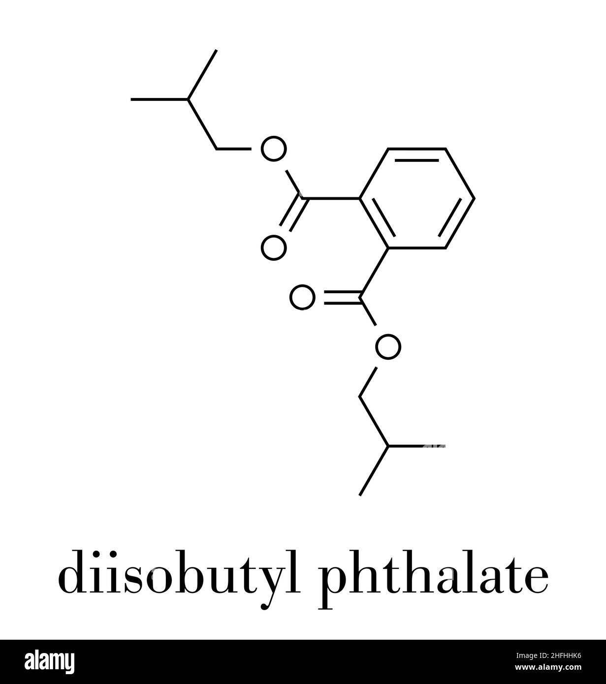 Diisobutyl phthalate (DIBP) plasticizer molecule. Skeletal formula ...