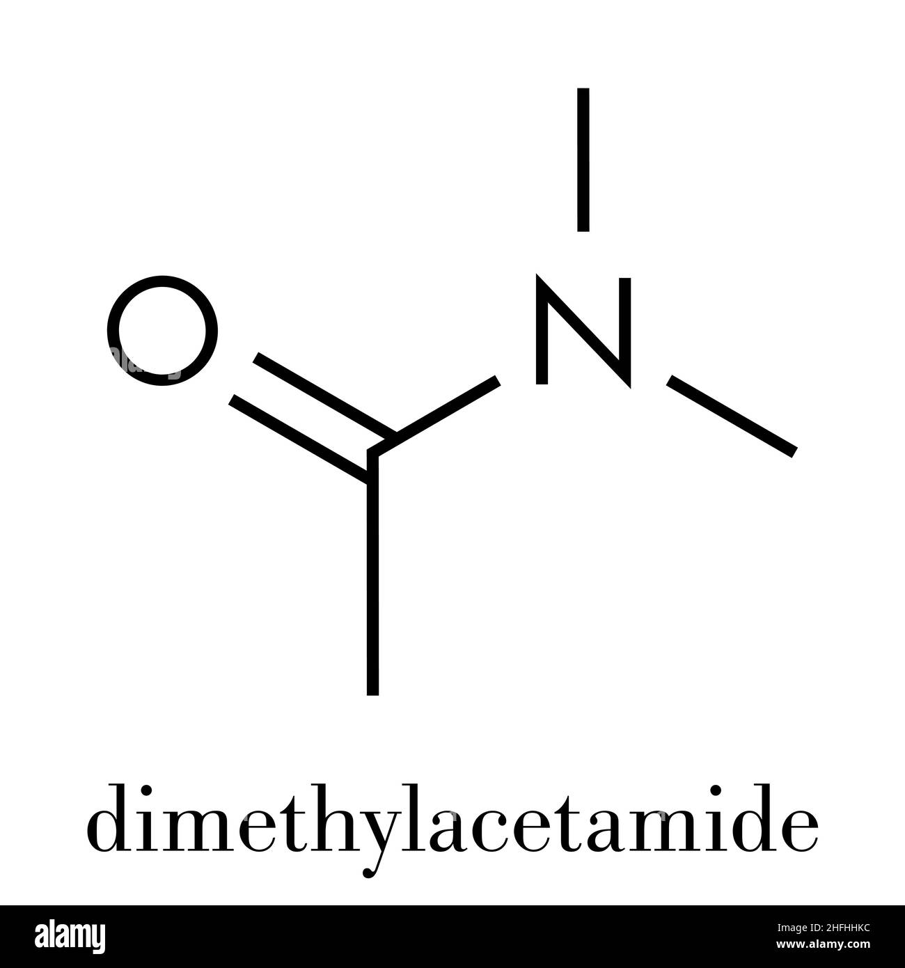 Dimethylacetamide (DMAc) chemical solvent molecule. Skeletal formula ...