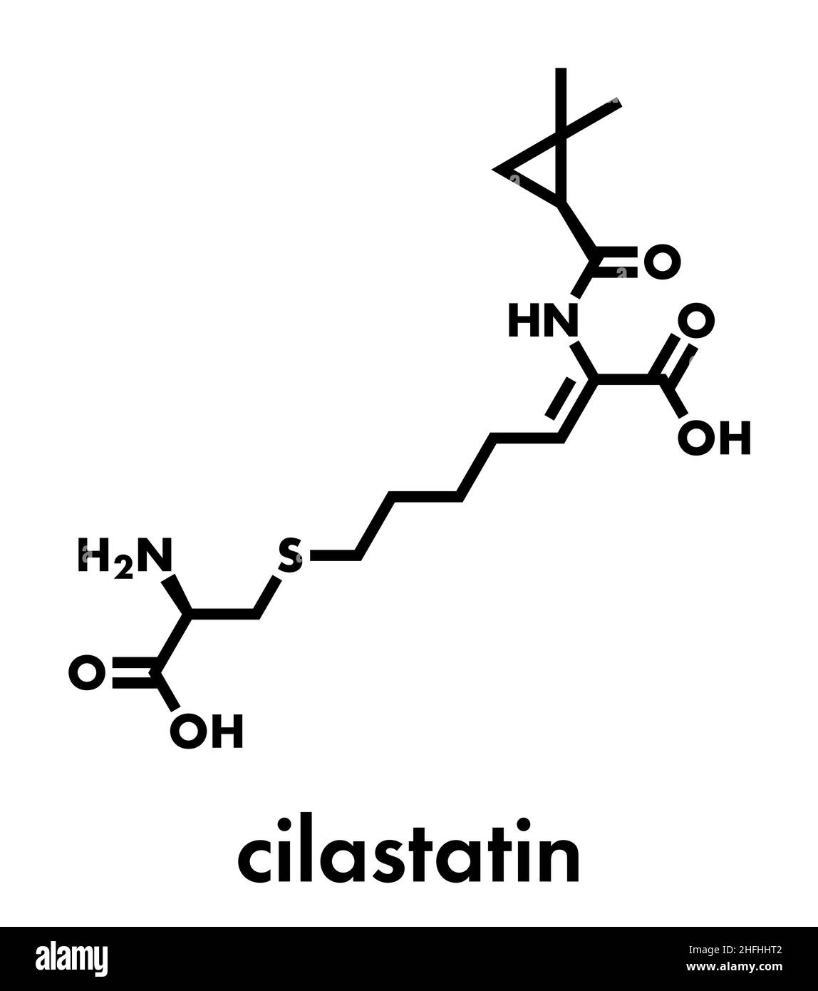 Cilastatin molecule. Dehydropeptidase inhibitor that blocks breakdown ...