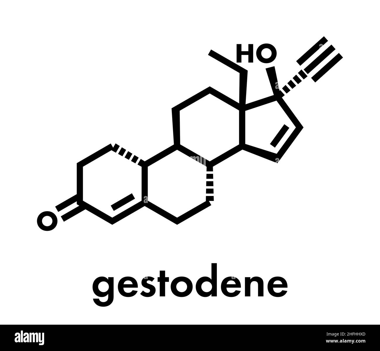Gestodene progestogen hormonal contraceptive drug molecule. Skeletal formula Stock Vector Image ...