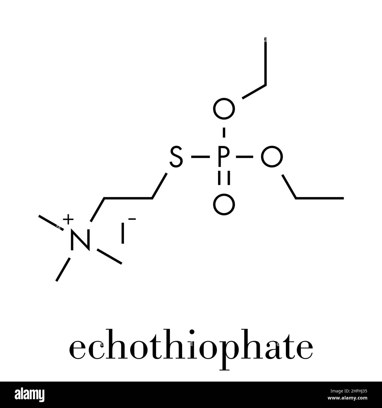 Echothiophate (phospholine) drug molecule. Skeletal formula Stock ...