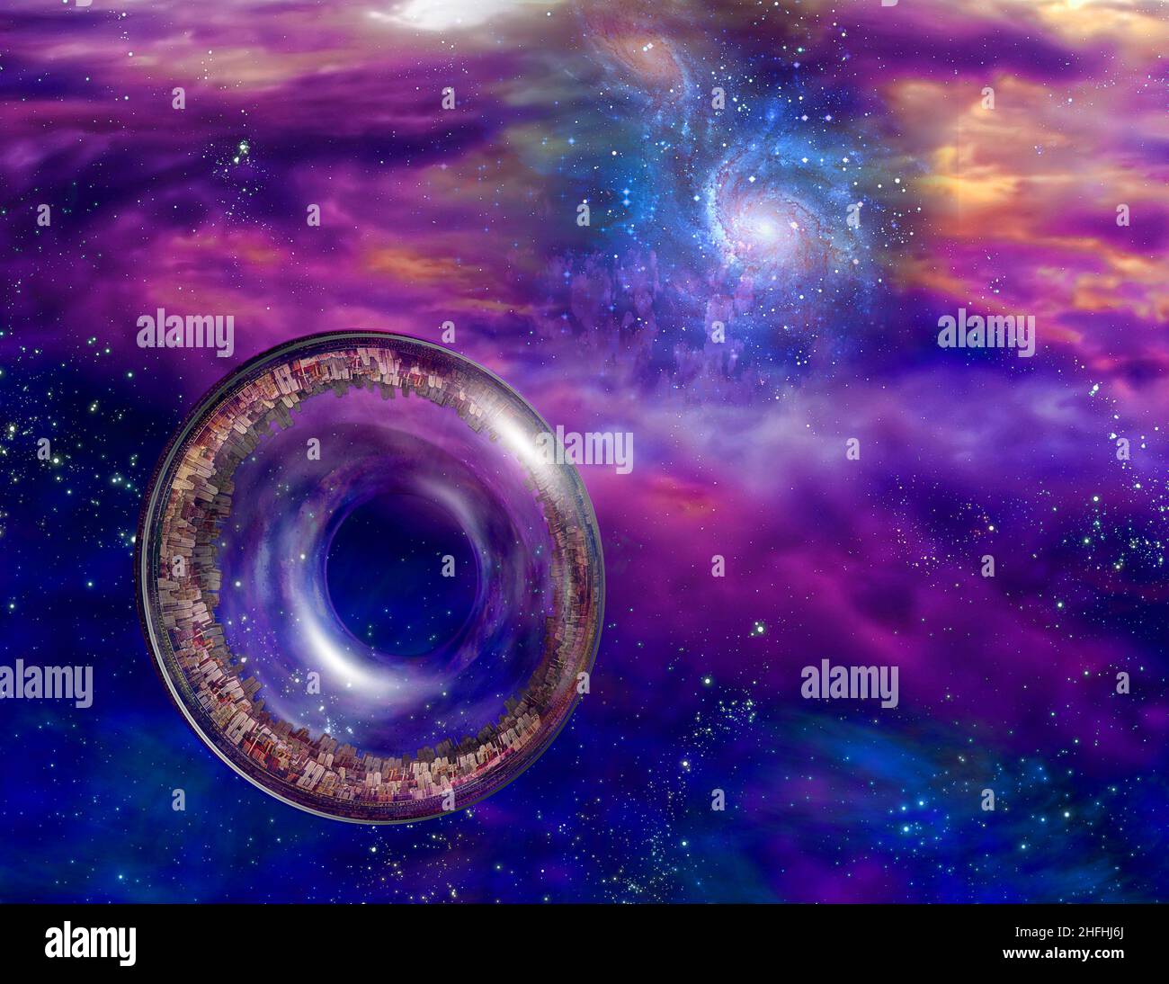 Multi-Generational Interstellar Ship in the Expanse of Space. 3D ...