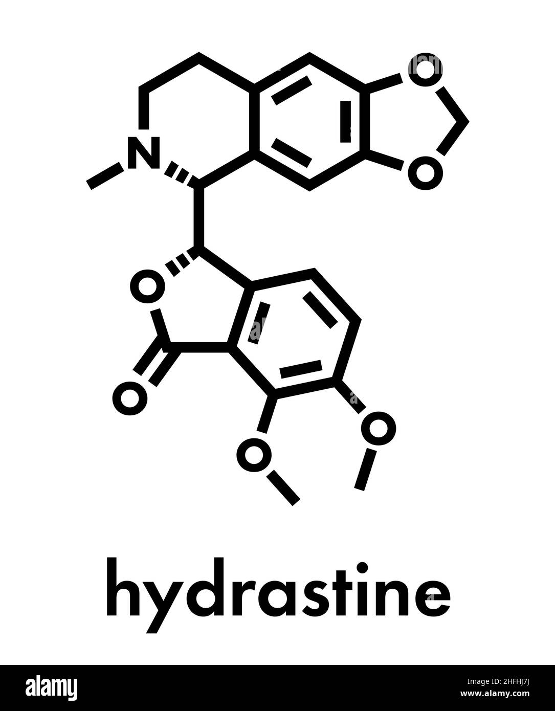 Hydrastine herbal alkaloid molecule, found in Hydrastis canadensis ...