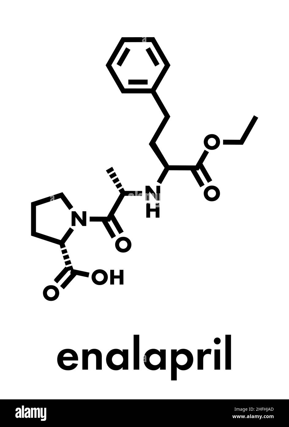 Enalapril high blood pressure drug molecule. Angiotensin Converting ...