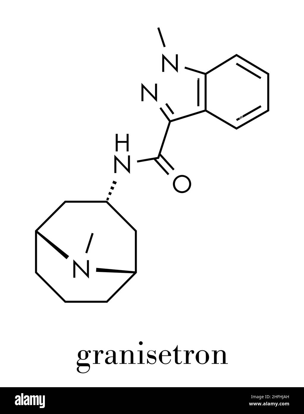Granisetron nausea and vomiting drug molecule. Skeletal formula Stock ...