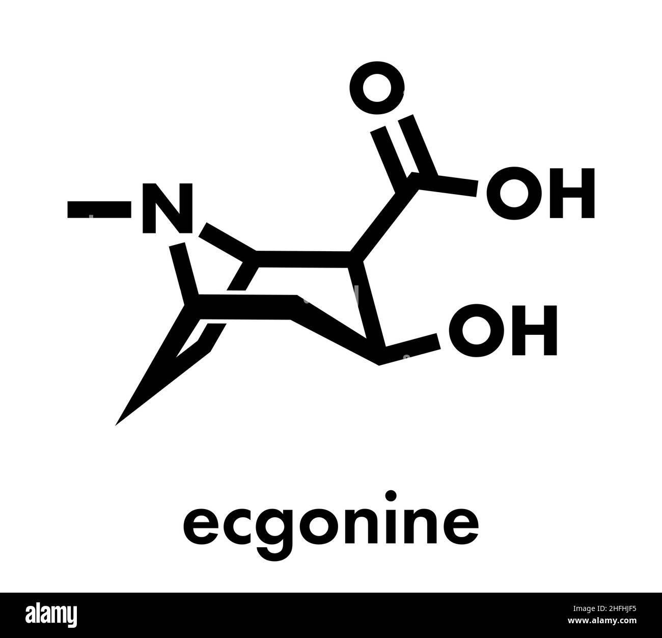Ecgonine coca alkaloid molecule. Metabolite of cocaine. Skeletal ...