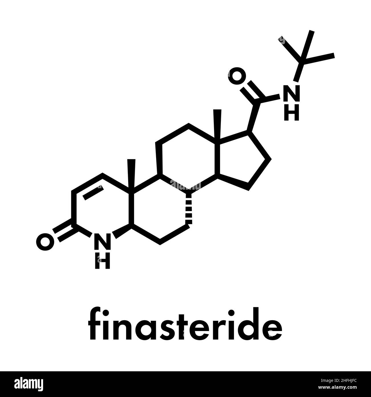 Finasteride male pattern baldness drug molecule. Also used in benign ...