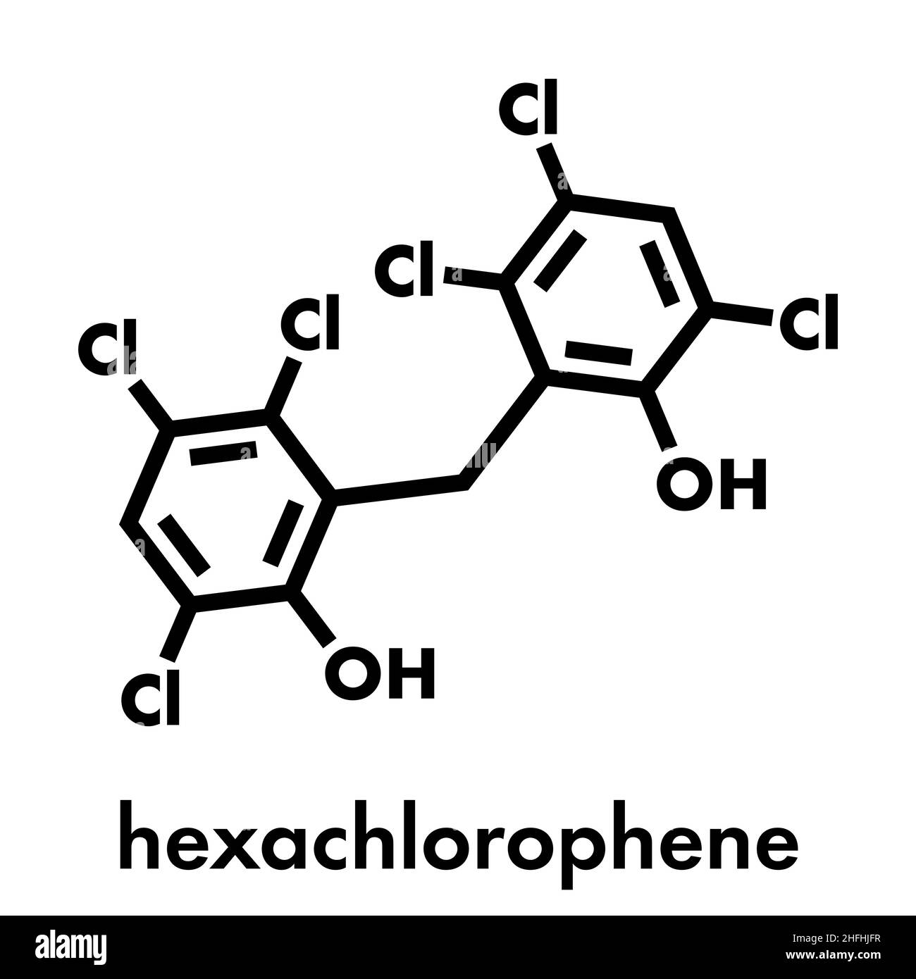 Hexachlorophene disinfectant molecule. Skeletal formula Stock Vector ...