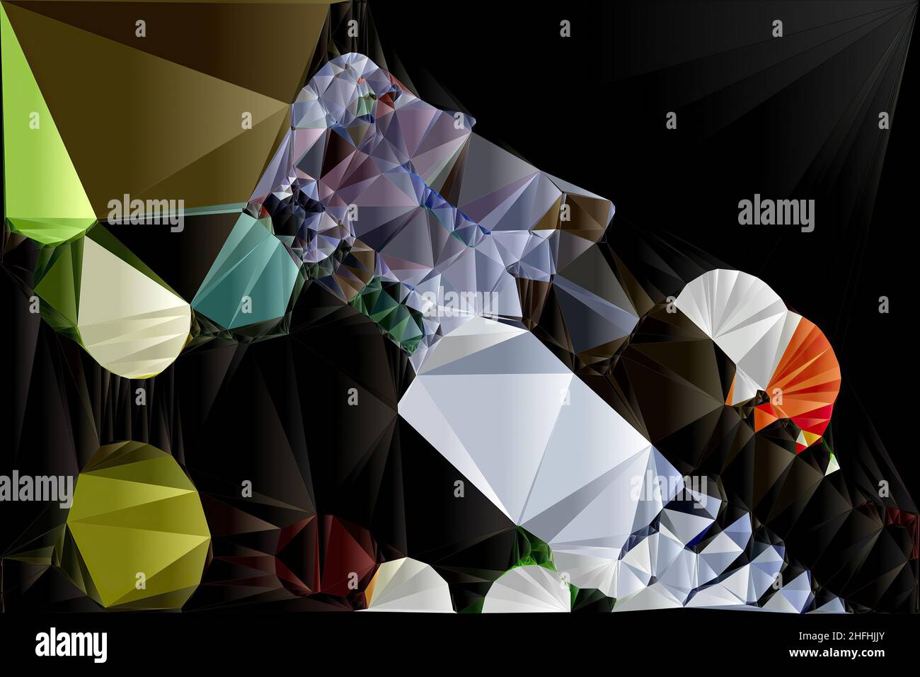 Artwork of abstract composition made with geometrical shapes and ...