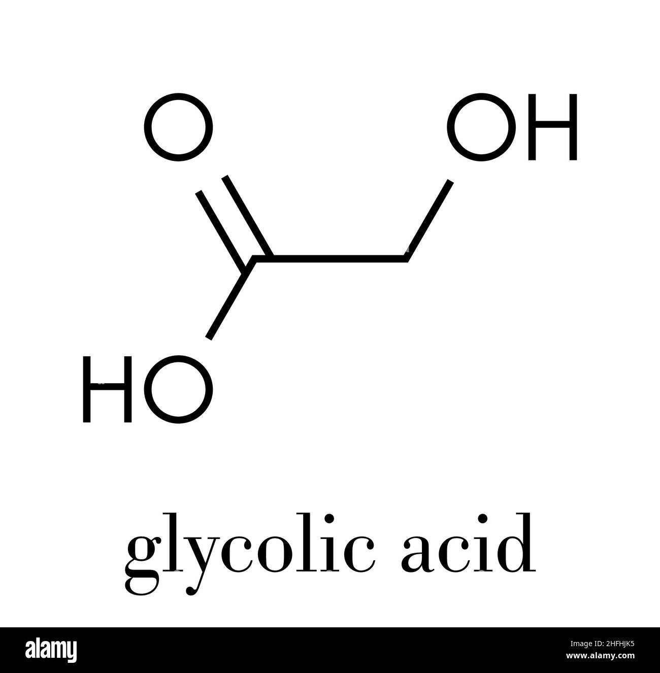 Glycolic acid (hydroacetic acid) molecule. Skeletal formula Stock ...