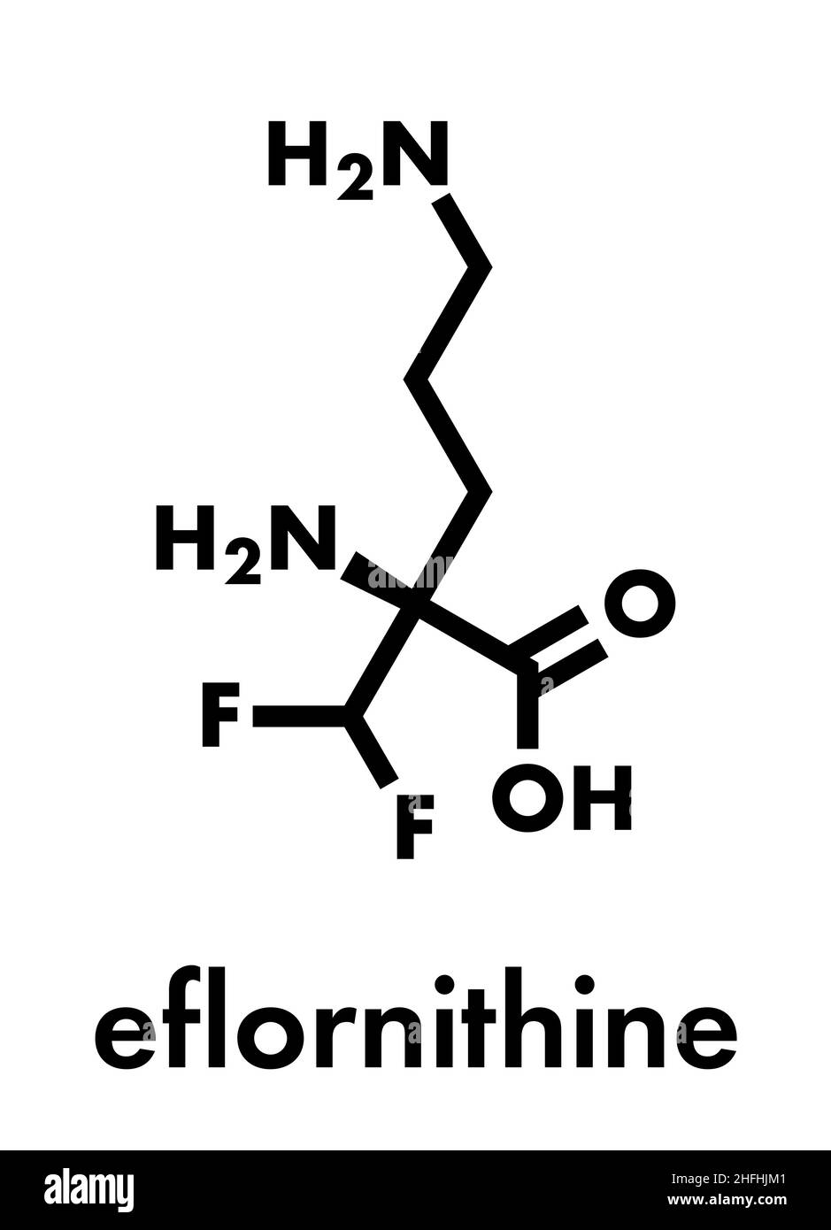 Eflornithine drug molecule. Used to treat facial hirsutism (excessive ...