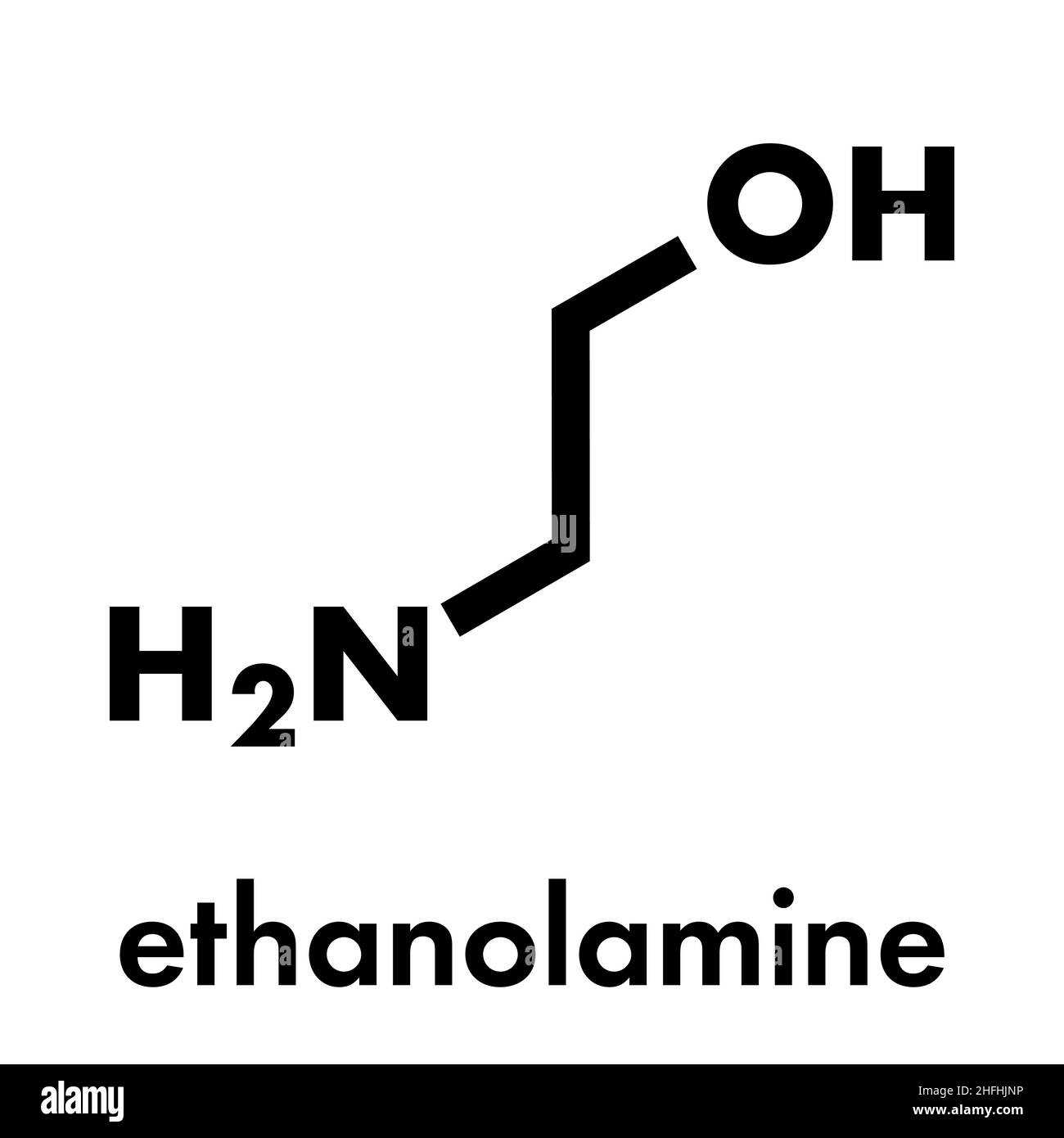Ethanolamine (2-aminoethanol) molecule. Skeletal formula Stock Vector ...