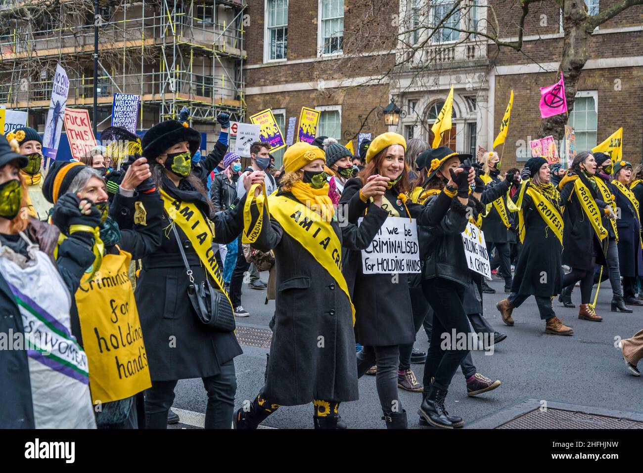 Women dressed as suffragettes take part in 'Kill the Bill ...