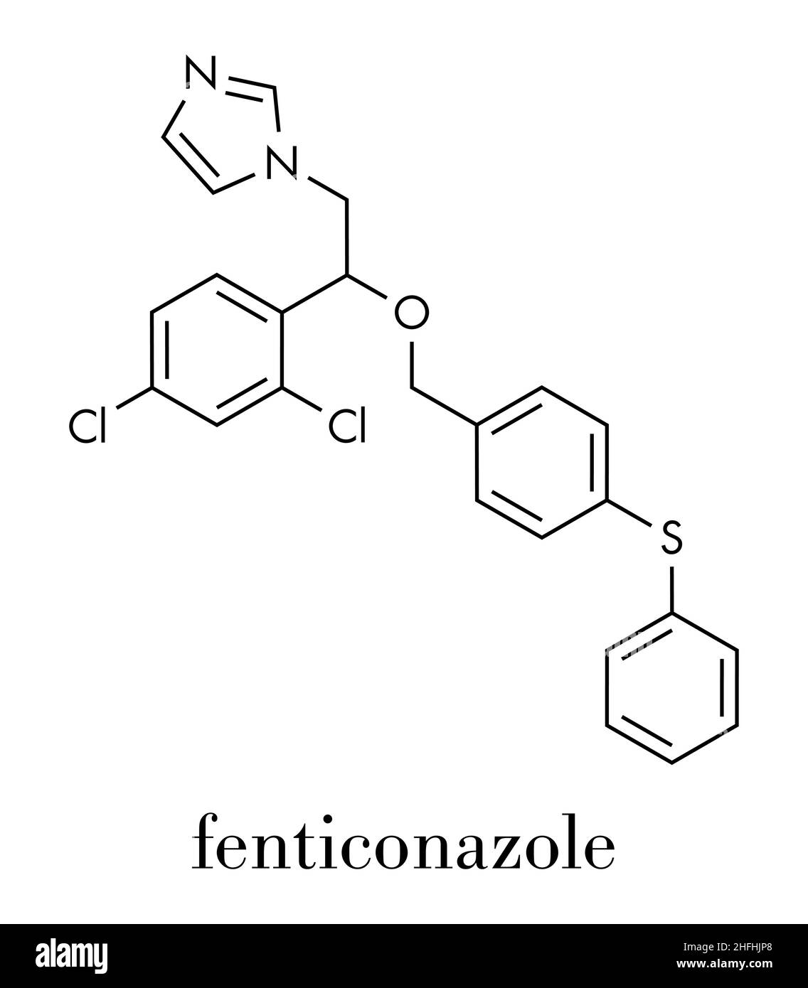Fenticonazole antifungal drug molecule. Skeletal formula Stock Vector ...