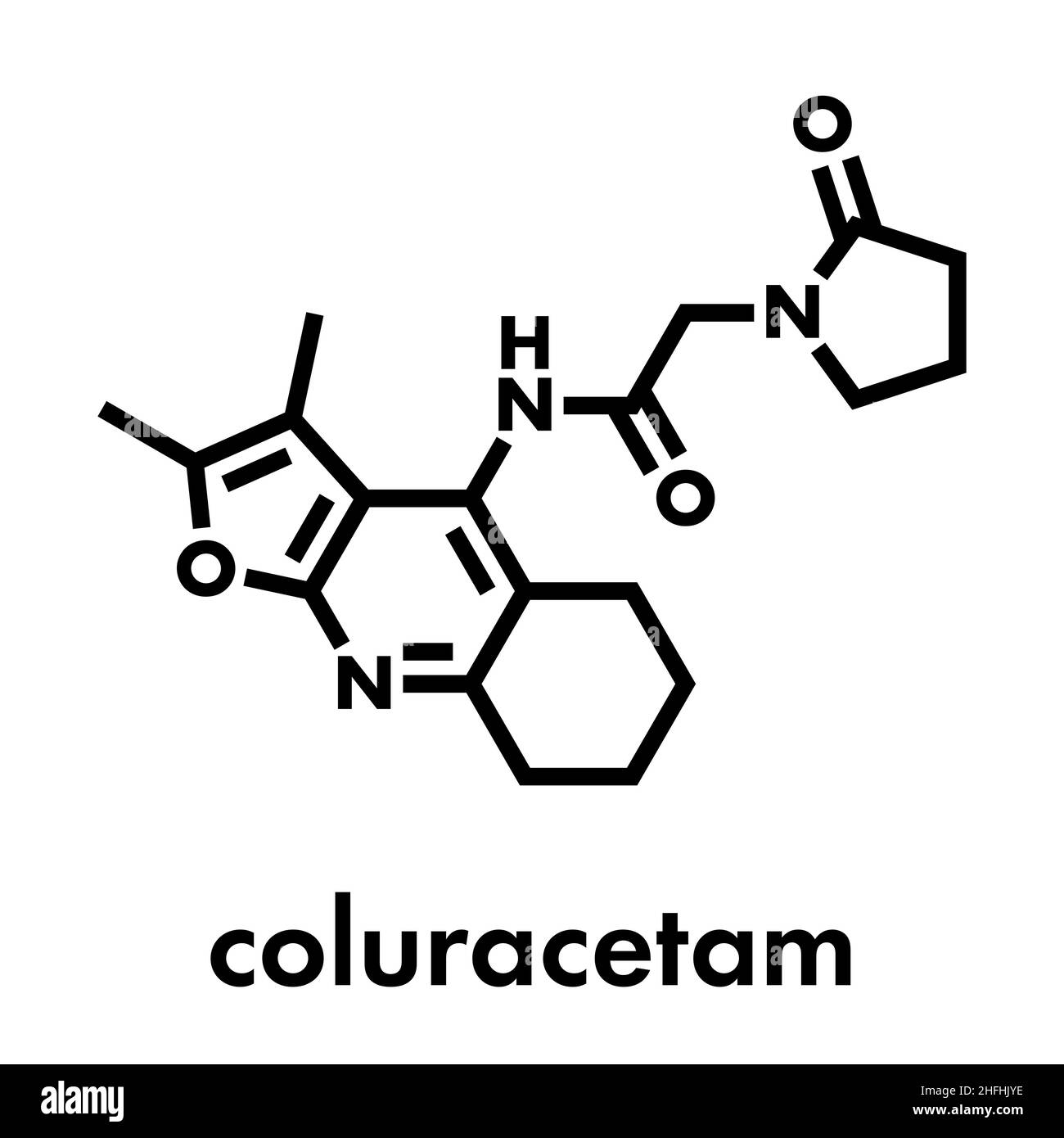 Coluracetam nootropic drug molecule. Skeletal formula Stock Vector ...