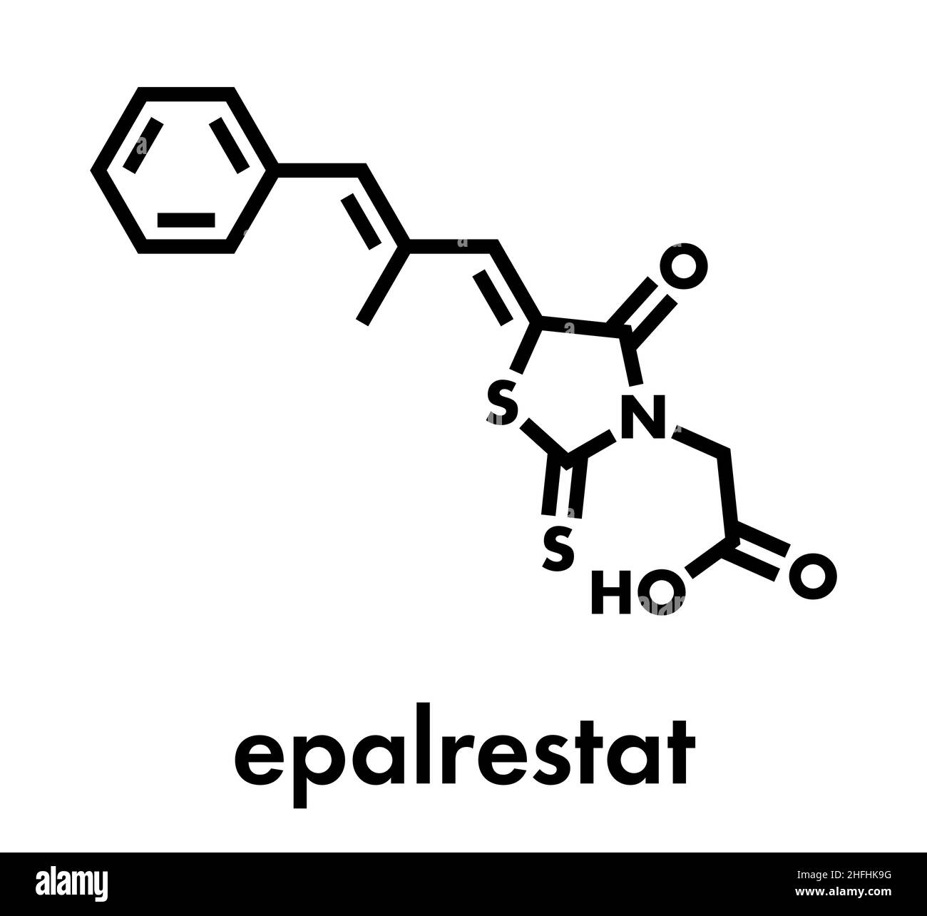 Epalrestat diabetic neuropathy drug molecule (aldose reductase ...